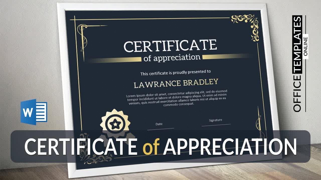 Easy way to Design Certificate of Appreciation in MS Word | Black ...