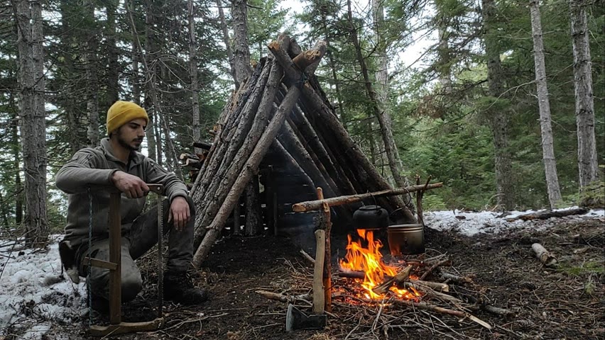 WINTER CAMPING in UNDERGROUND BUNKER - WAKE UP in SNOWSTORM - BUSHCRAFT ...