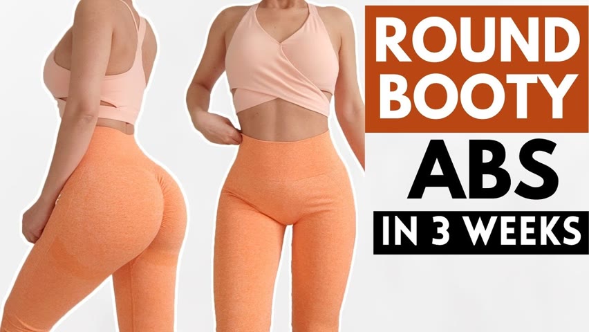 ROUND BUTT + 11 LINE ABS IN 3 WEEKS. INTENSE workout with Bands & dumbbells. Week 1, p5-2021-01 ...